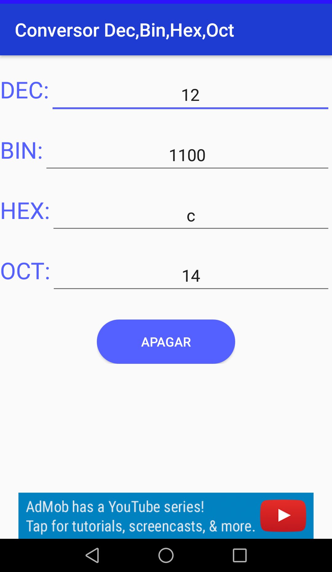 Download do APK de Conversor Dec,Bin,Hex,Oct para Android