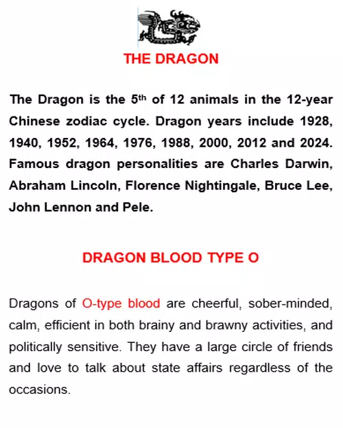 Chinese Zodiac Dragon Characteristics