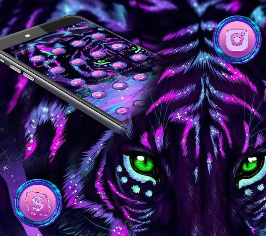 3d Purple Tiger Wallpaper