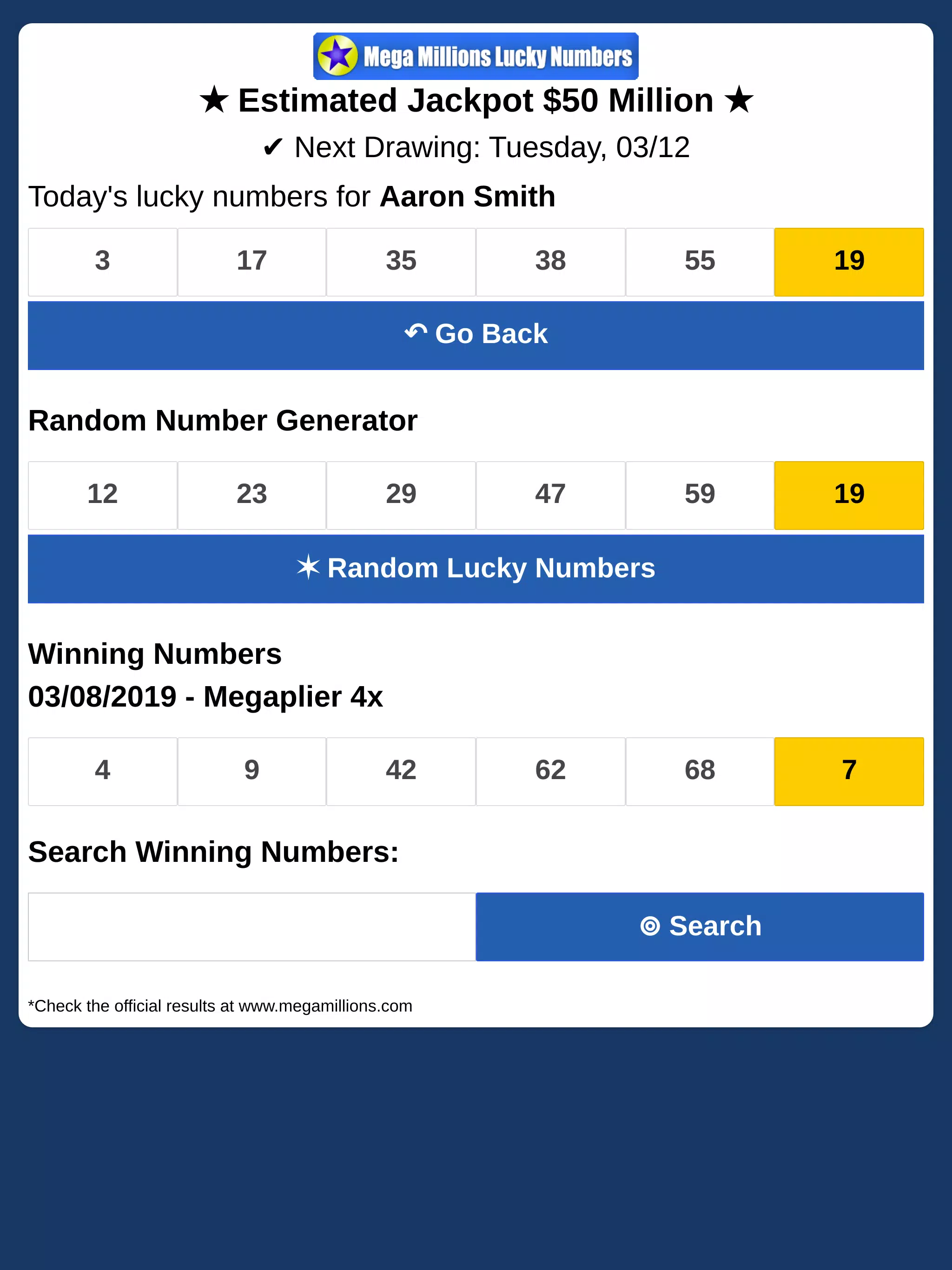 Lucky Numbers For Lottery