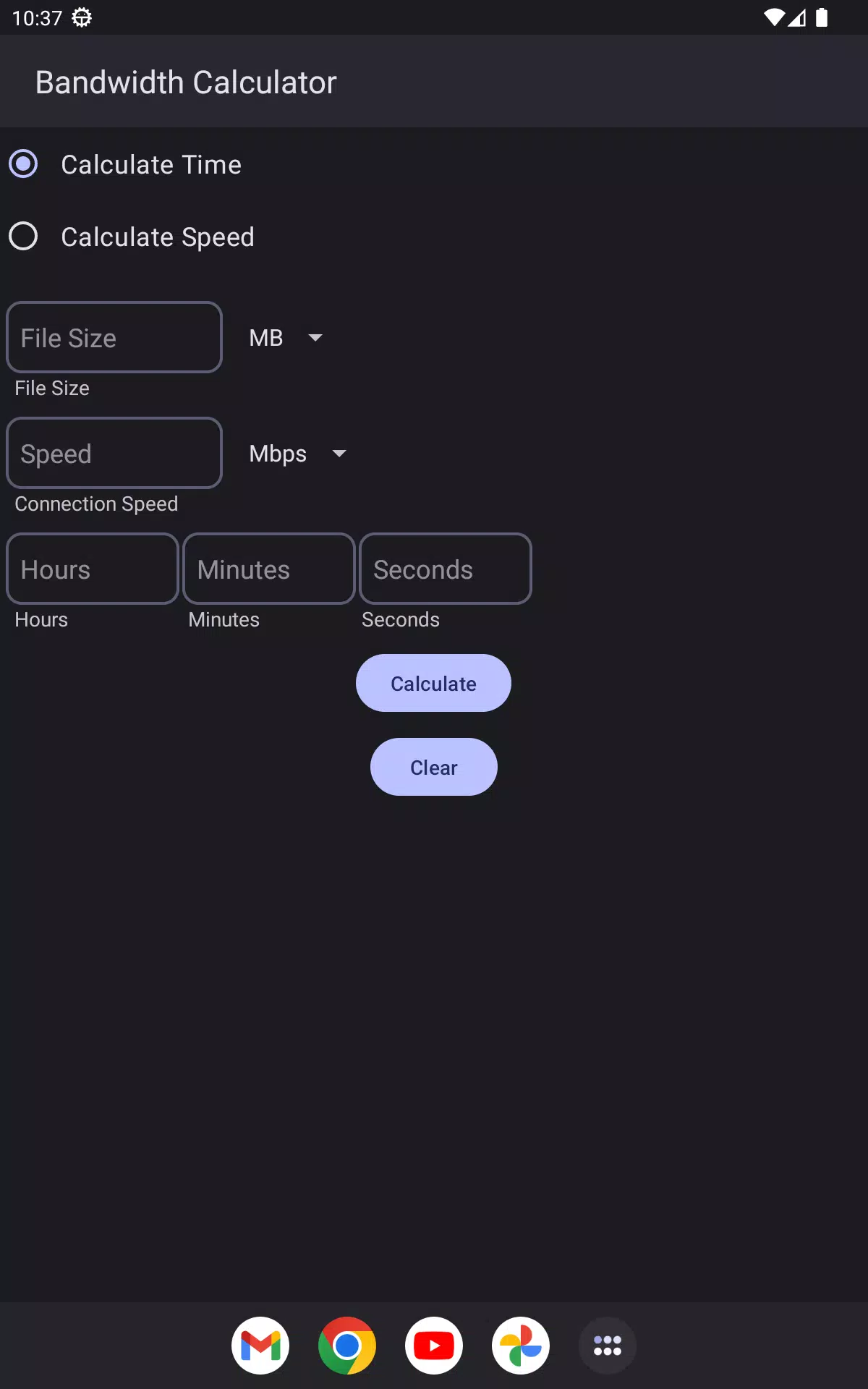 Bandwidth Speed Calculator