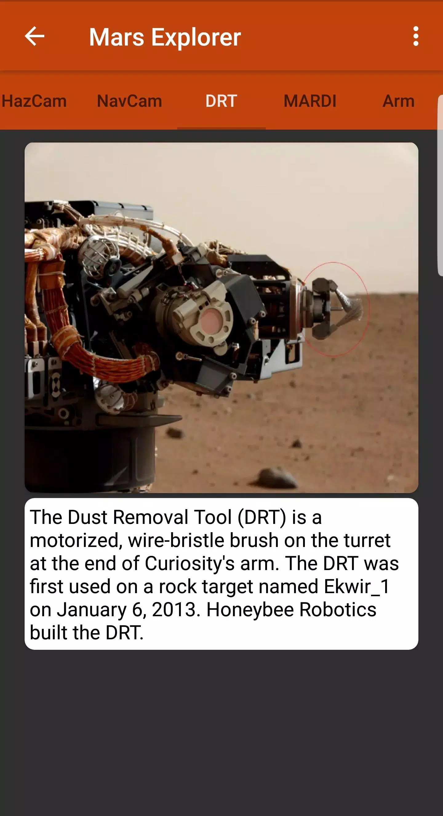 Mars Explorer Widget