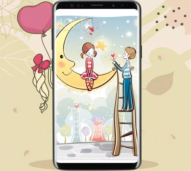 Cute Cartoon Love Couple Wallpaper