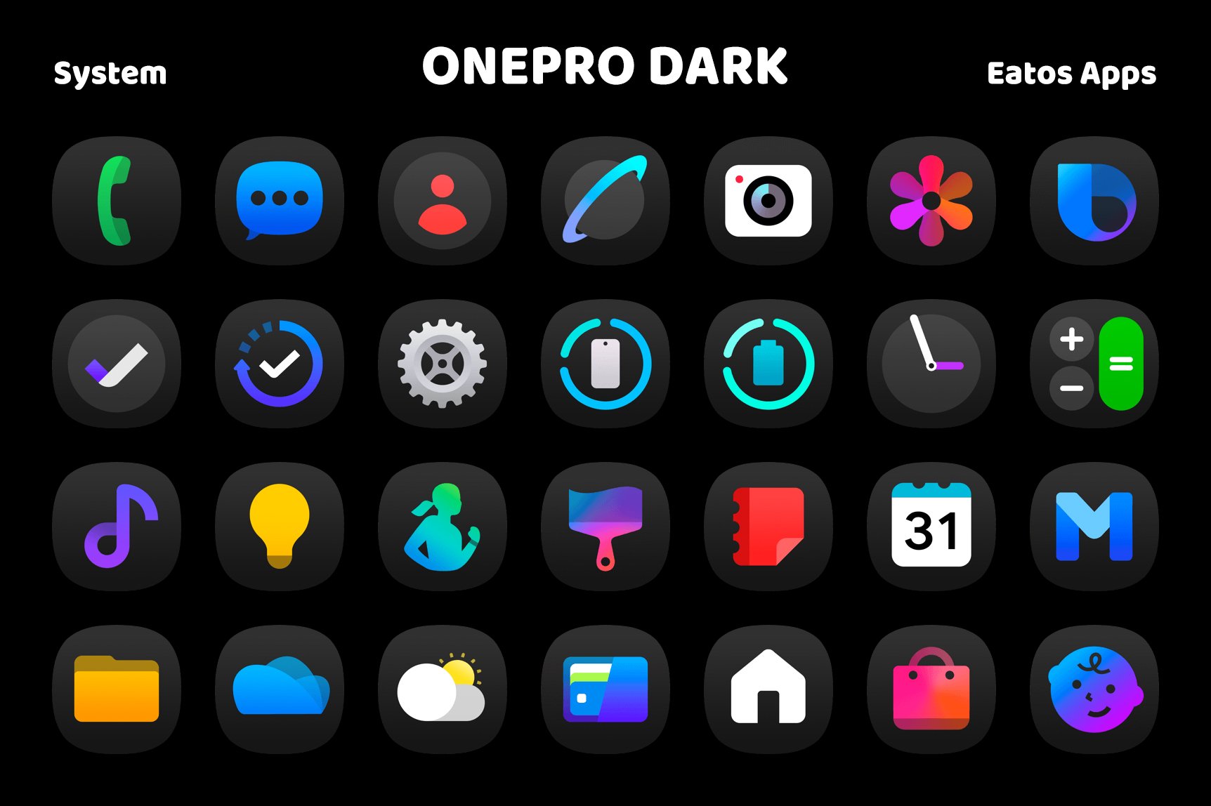 OnePro (Dark) - Icon Pack Latest Version 1.3.5 for Android