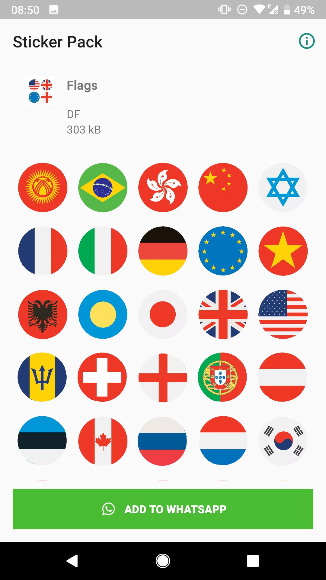 Flags Stickers WAStickerApps, أحدث إصدار 1.0 للأندرويد