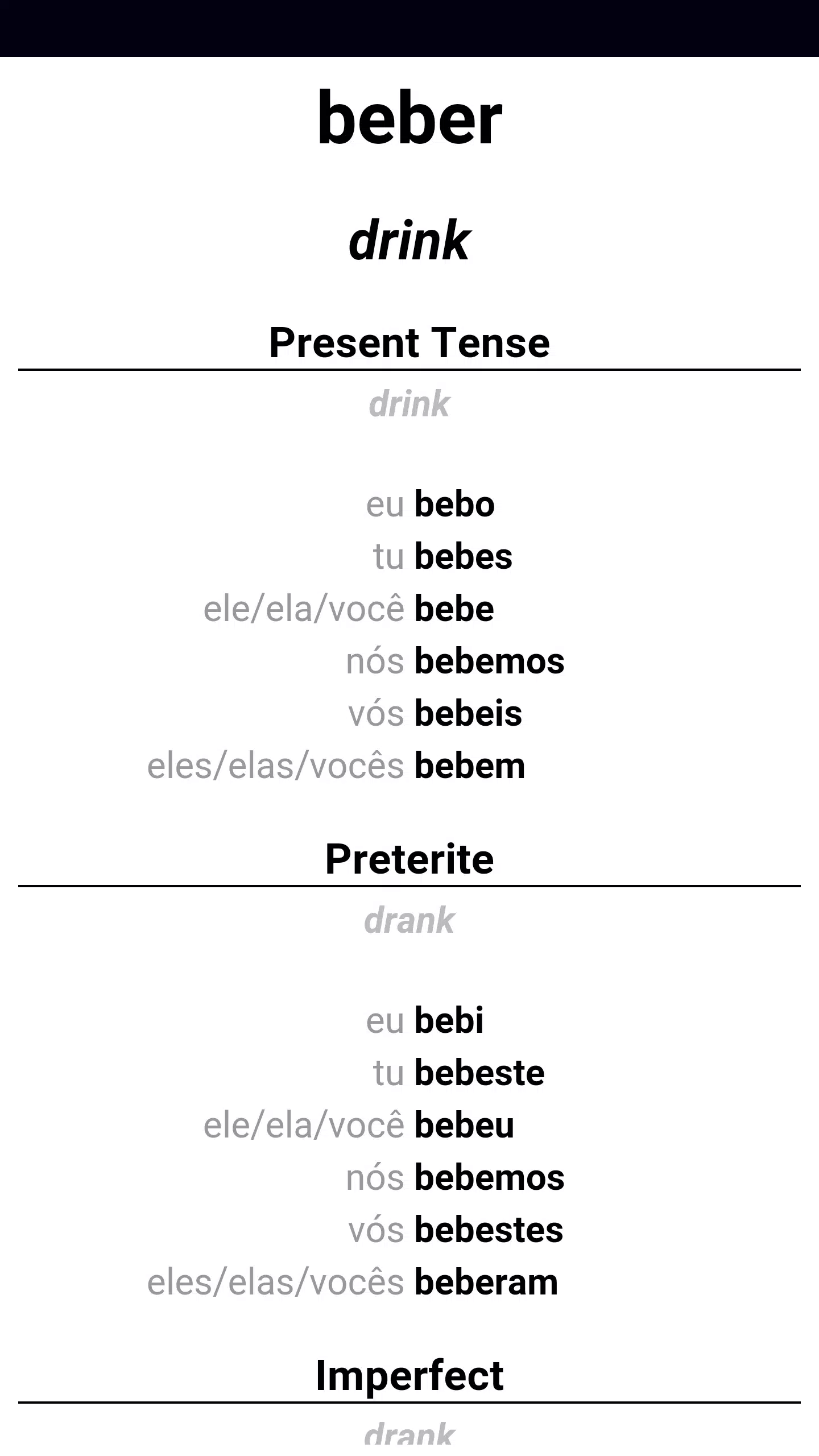 Beber Conjugation