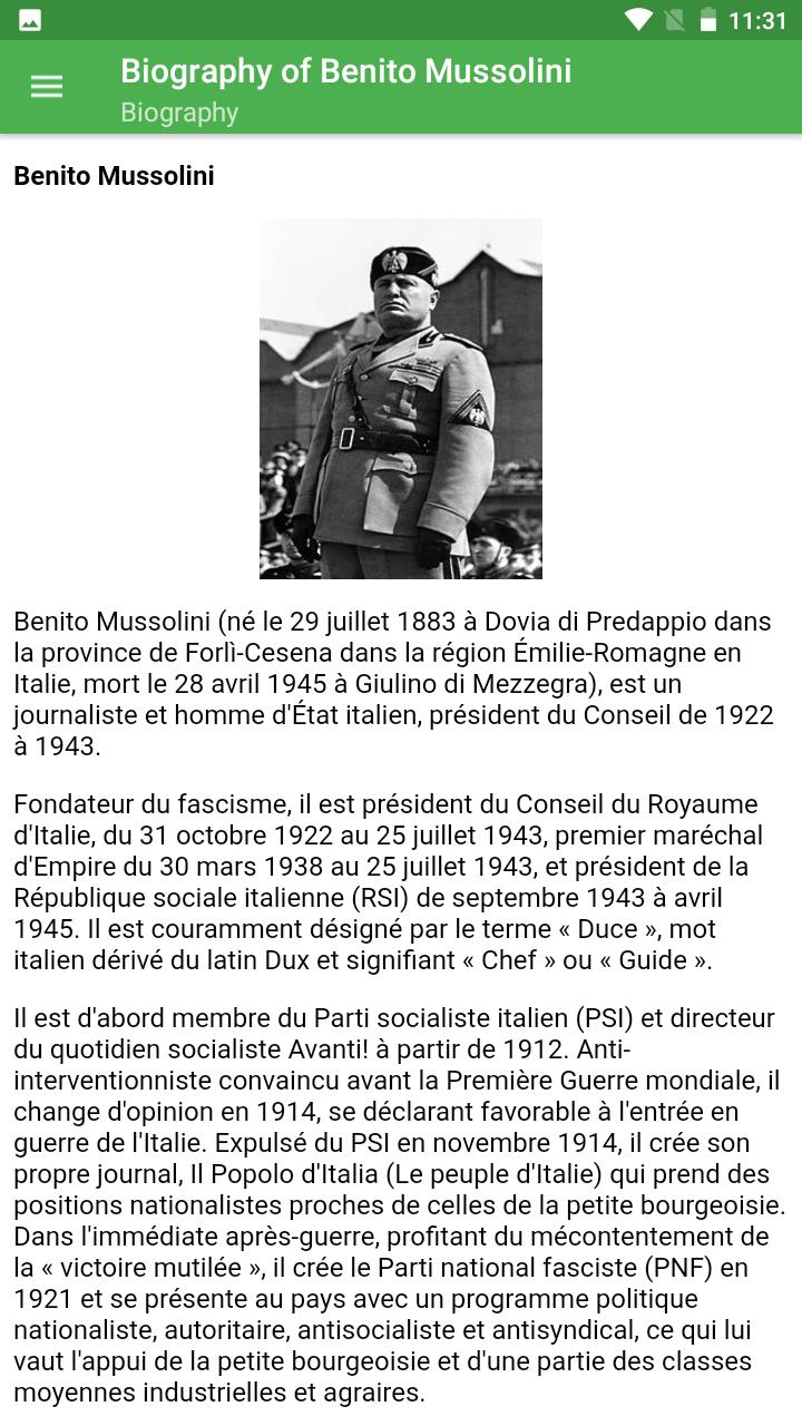 Biography: Benito Mussolini APK Download for Android - Latest Version Biography: Benito Mussolini APK Download for Android - Latest Version