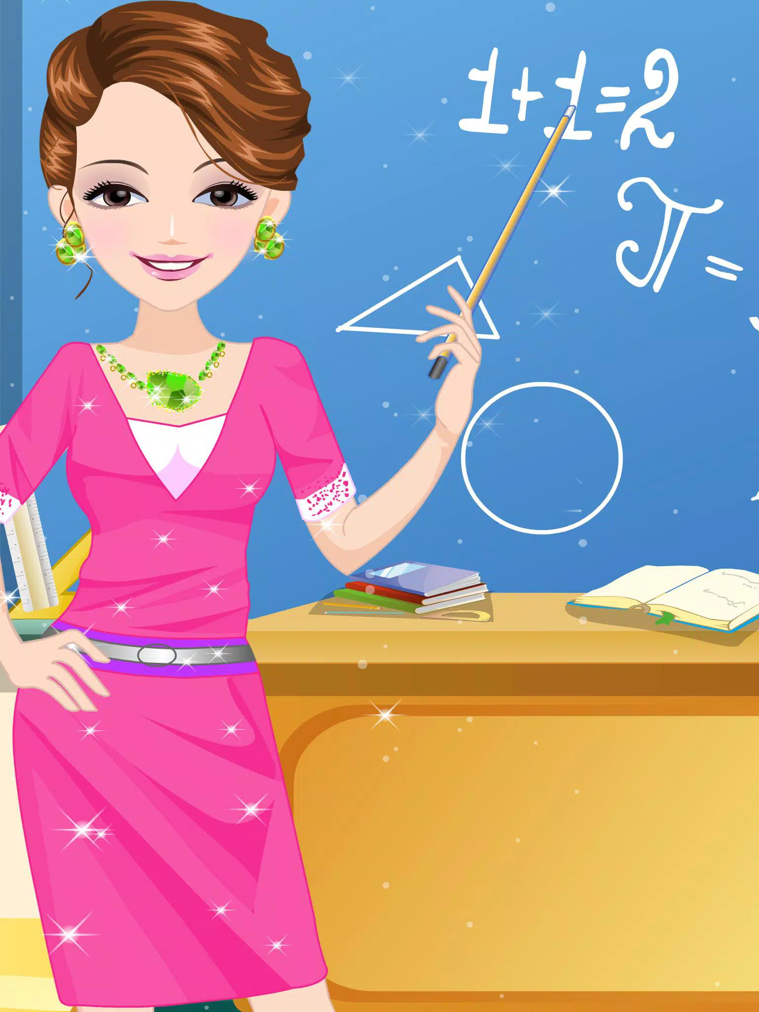 Cartoon Girl Math Teacher