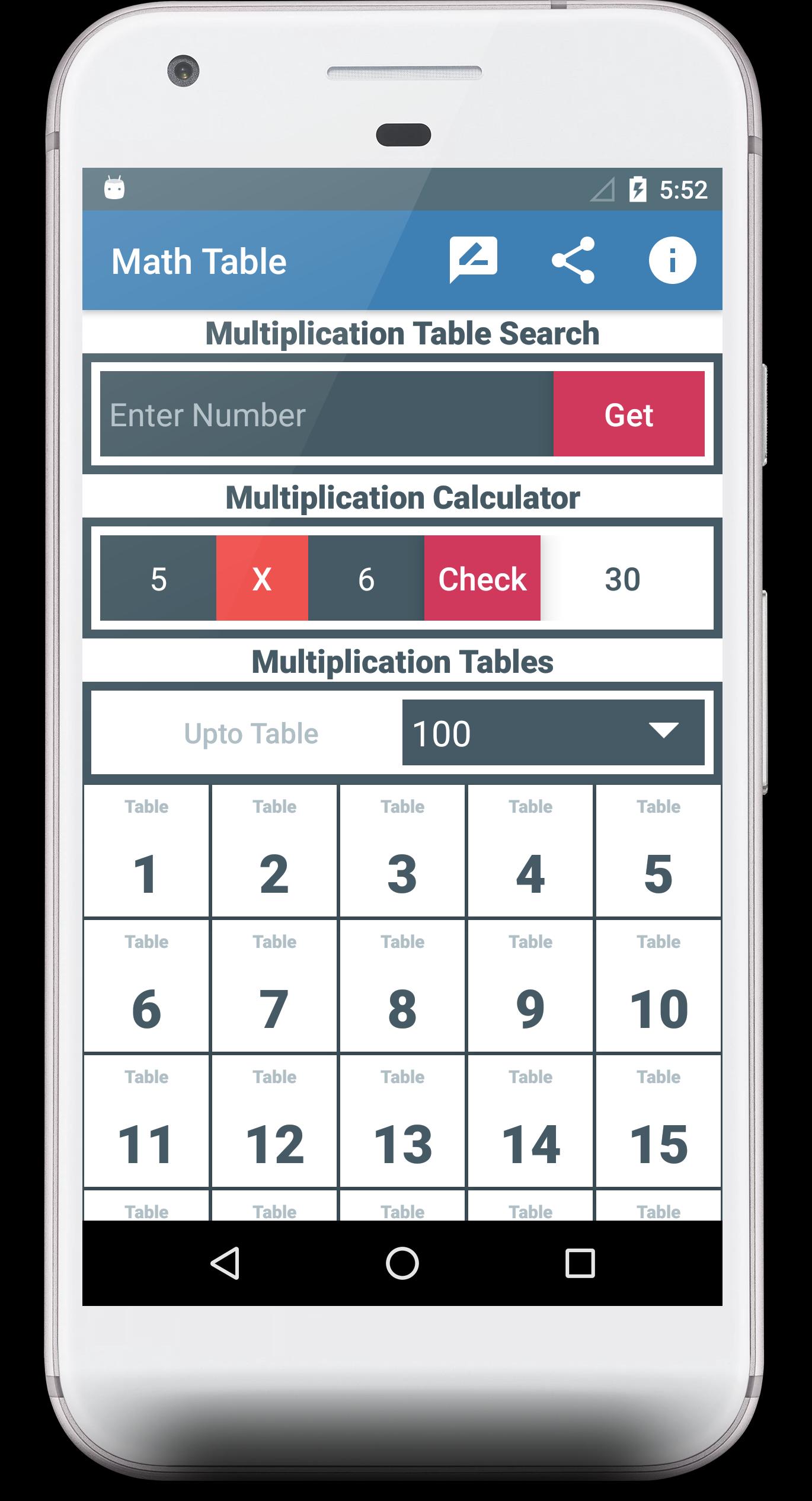 Multiplication Table And Math Table Calculator Pour Android multiplication-table-and-math-table-calculator-pour-android