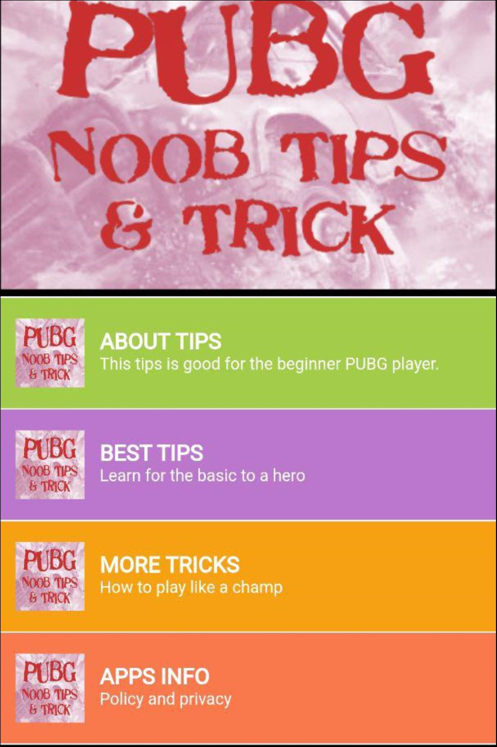 PUBG NOOB TIPS & TRICKS APK للاندرويد تنزيل