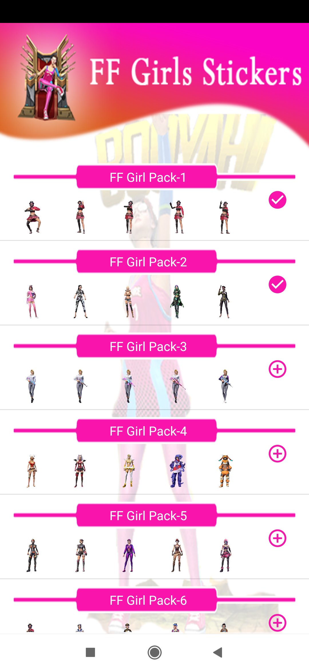 Download do APK de Free FF Girls StickersPack - WAStickerApp para Android