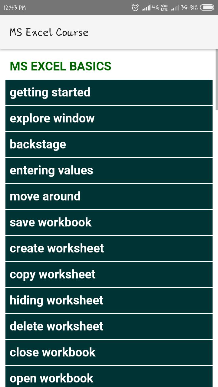 Learn Offline MS Excel Course APK for Android Download Learn Offline MS Excel Course APK for Android Download