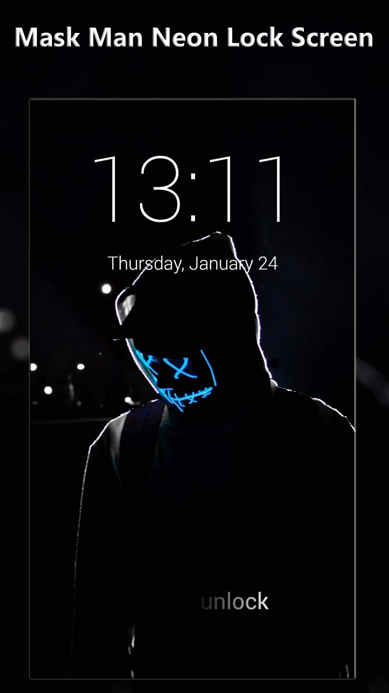 Mask Man Neon Lock Screen APK for Android Download