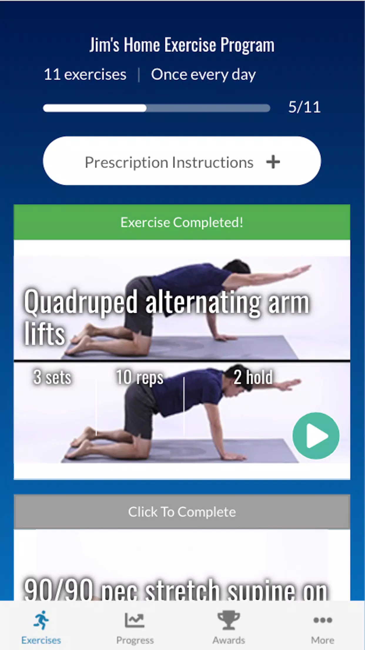 Quadruped Exercise Progression
