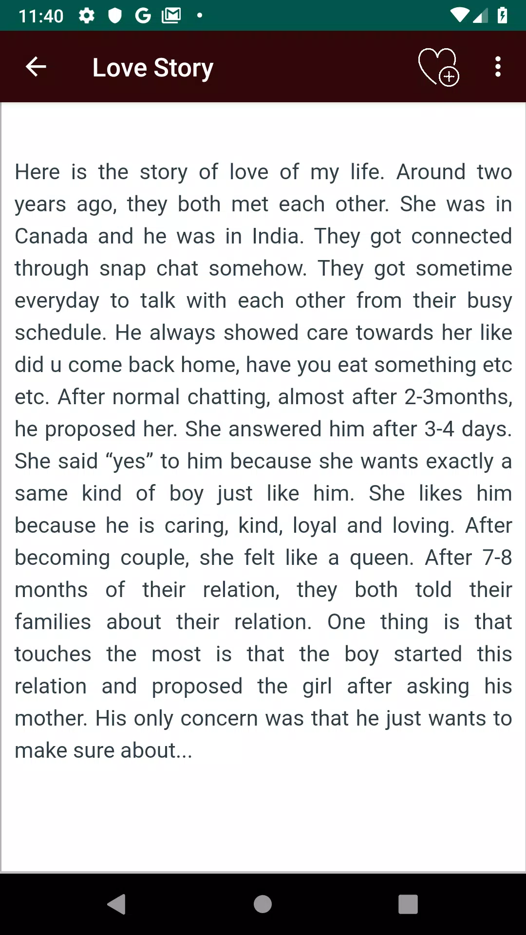 Real Love Story In English