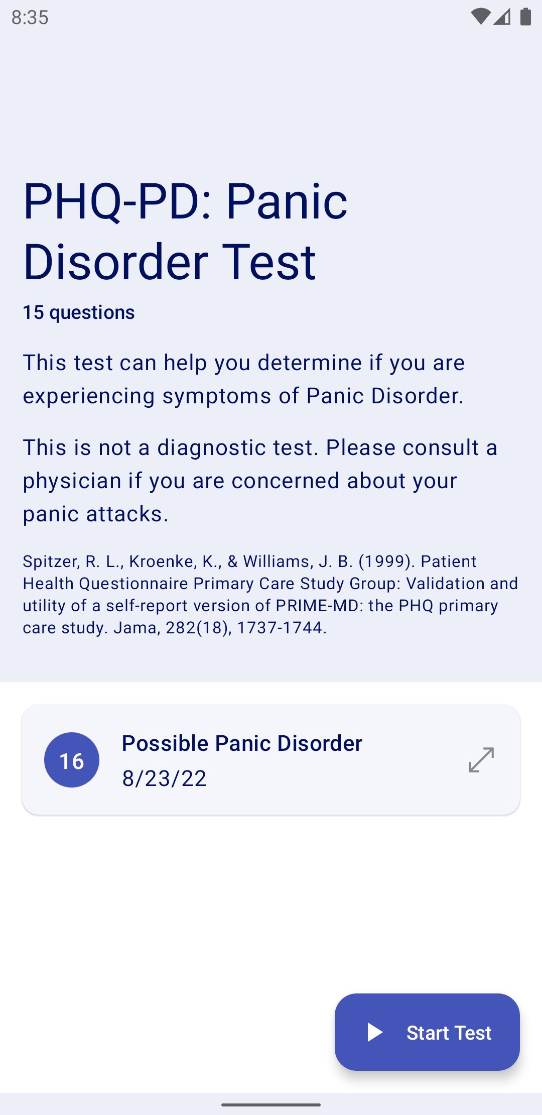 Panic Disorder Test APK for Android Download