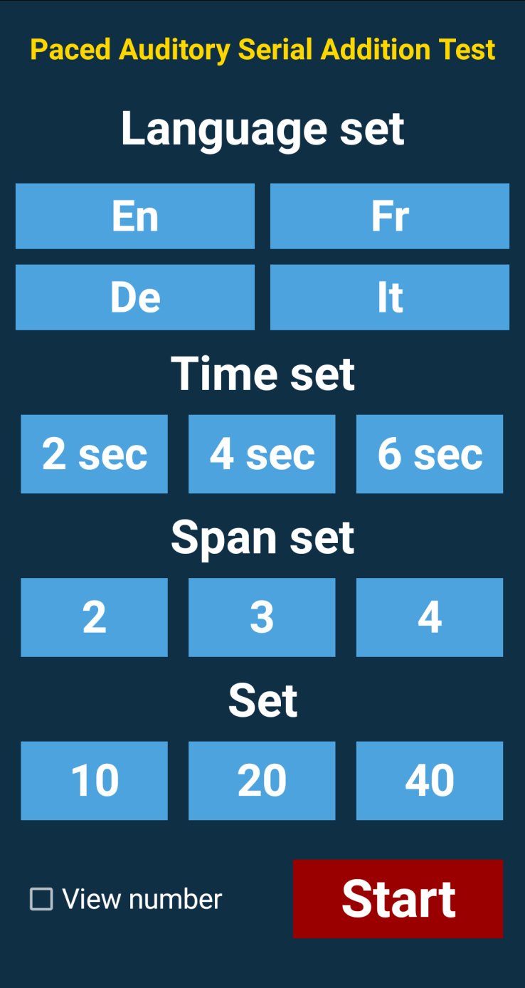 Paced Auditory Serial Addition Test (PASAT) APK für Android herunterladen