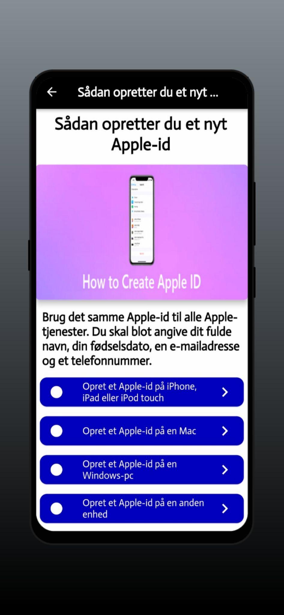 Sådan opretter nyt Apple ID APK for Android Download Sådan opretter nyt Apple ID APK for Android Download