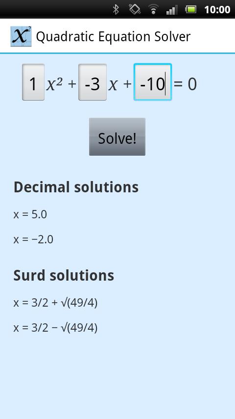 Quadratic Equation Solver APK للاندرويد تنزيل Quadratic Equation Solver APK للاندرويد تنزيل