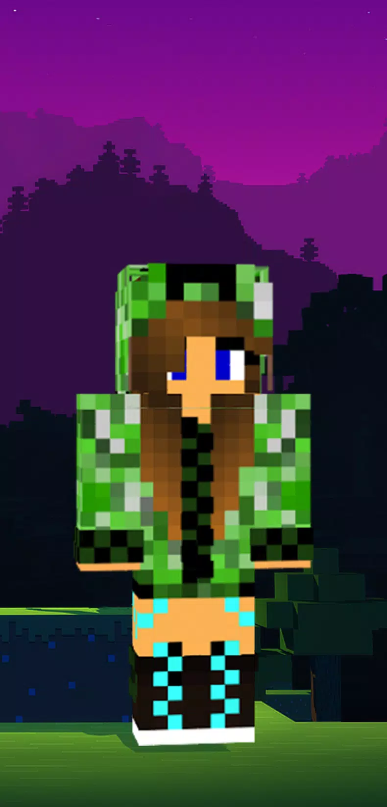 Minecraft Creeper Hoodie Girl Skin