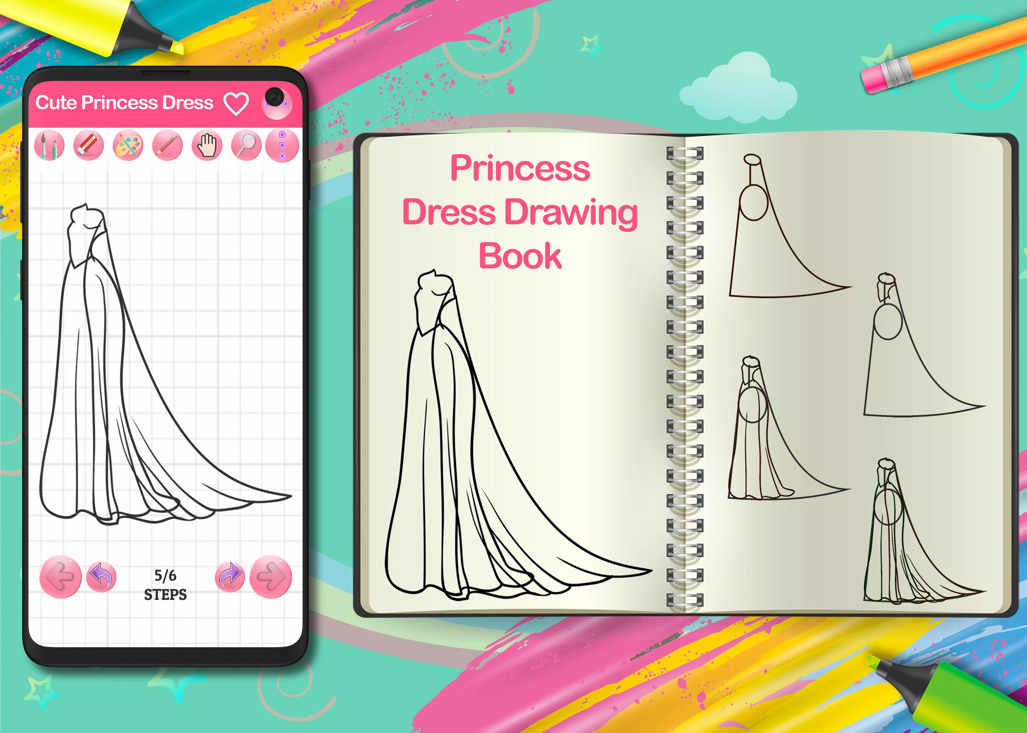 Beautiful Princess Dresses Drawing