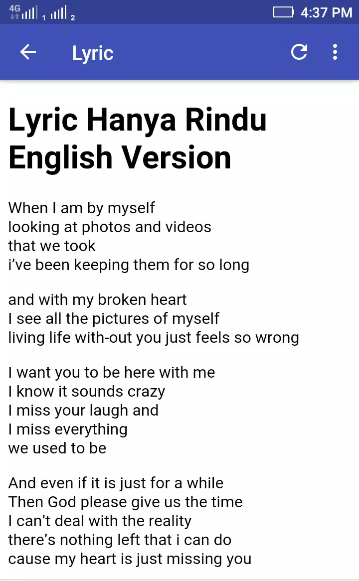 Lirik Hanya Rindu Inggris Andrea Manning