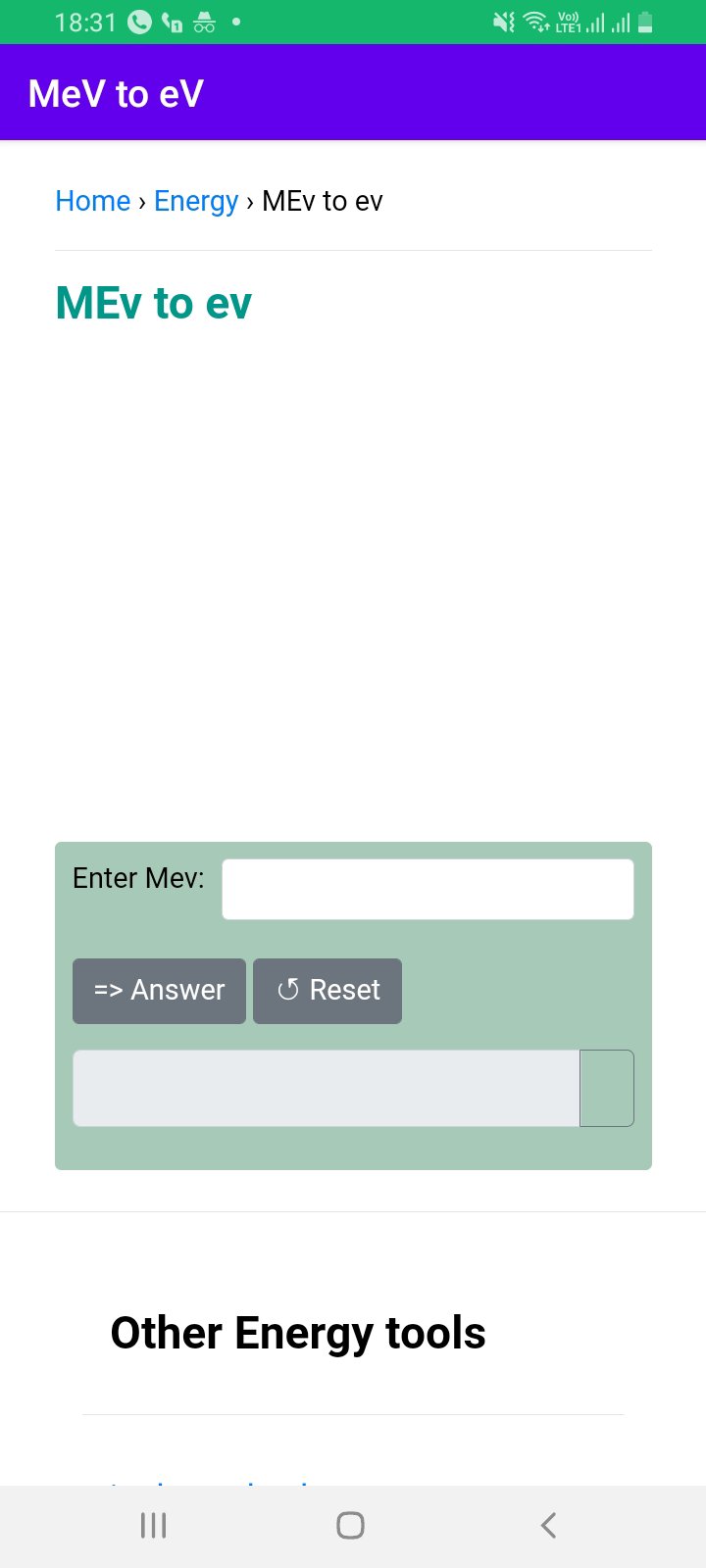 MeV to eV conversion APK للاندرويد تنزيل