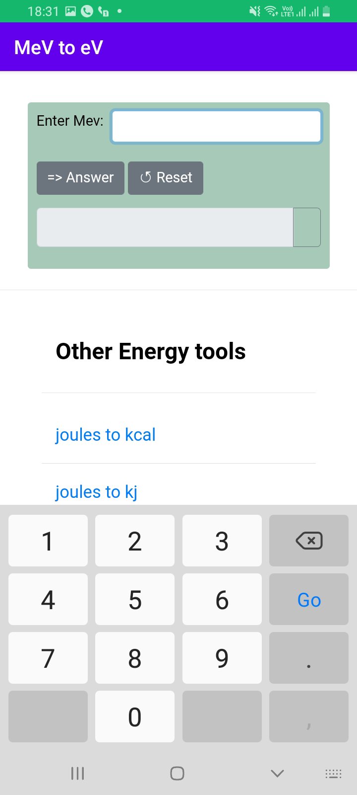 MeV to eV conversion APK per Android Download
