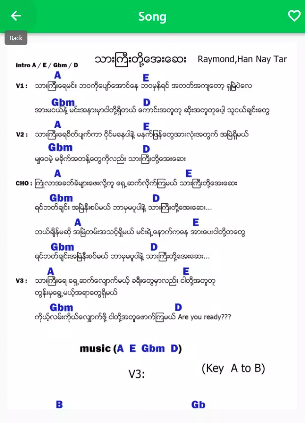 Myanmar Songs Guitar Chords