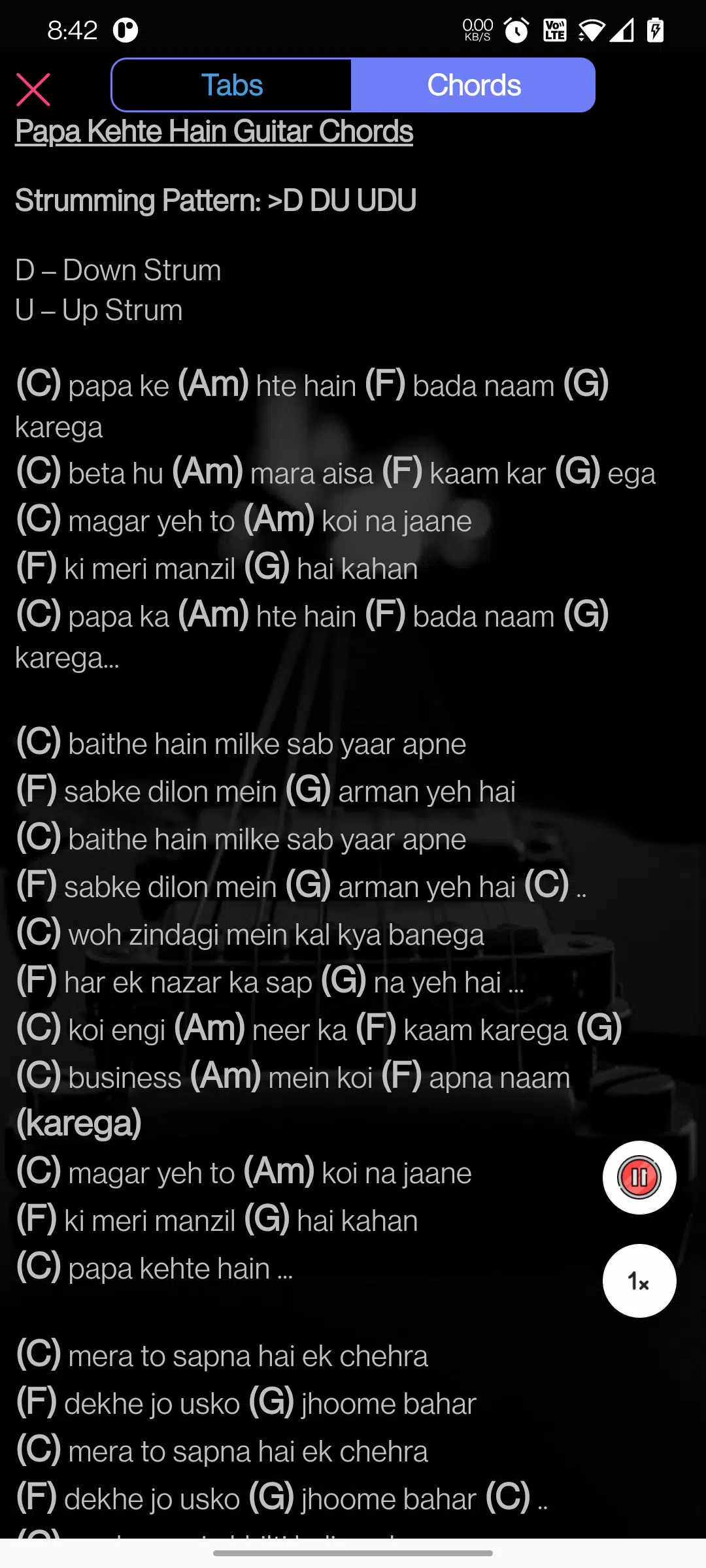Hindi Song Guitar Chords