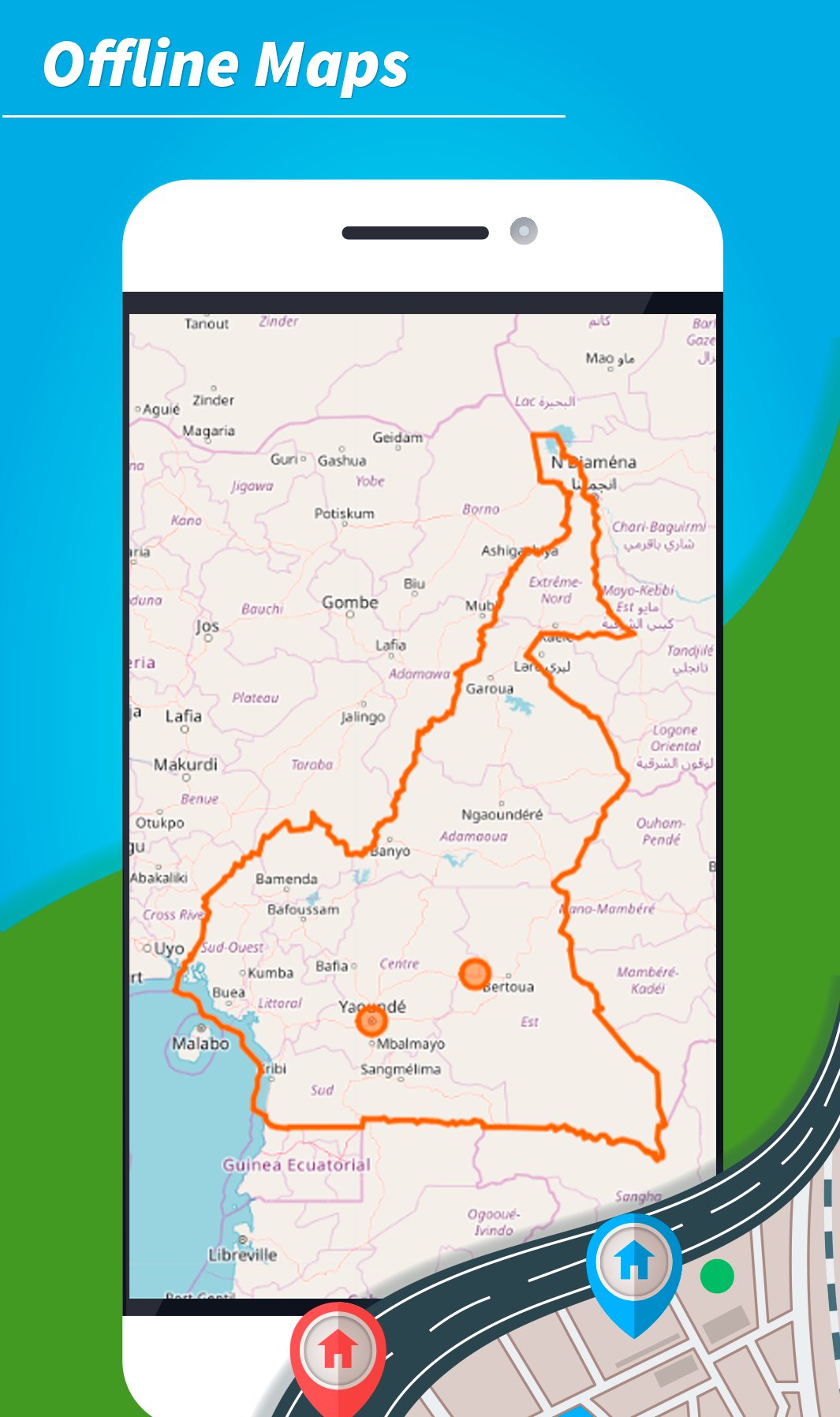 🔥 Cameroon Offline maps and navigation GPS 3D APK for Android Download