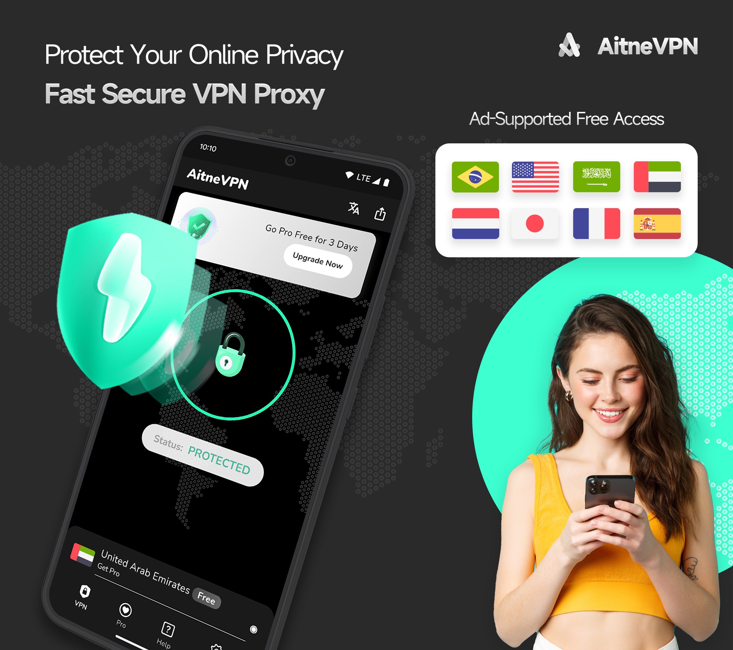 Download AitneVPN - Secure VPN Proxy Latest Version 1.0.0 Android APK File