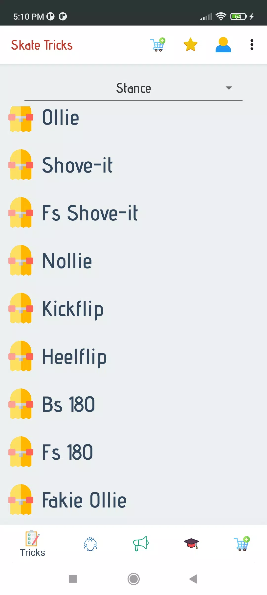 Skateboard Tricks List