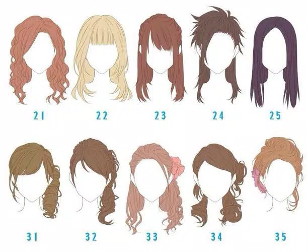Anime Girl Hair Template