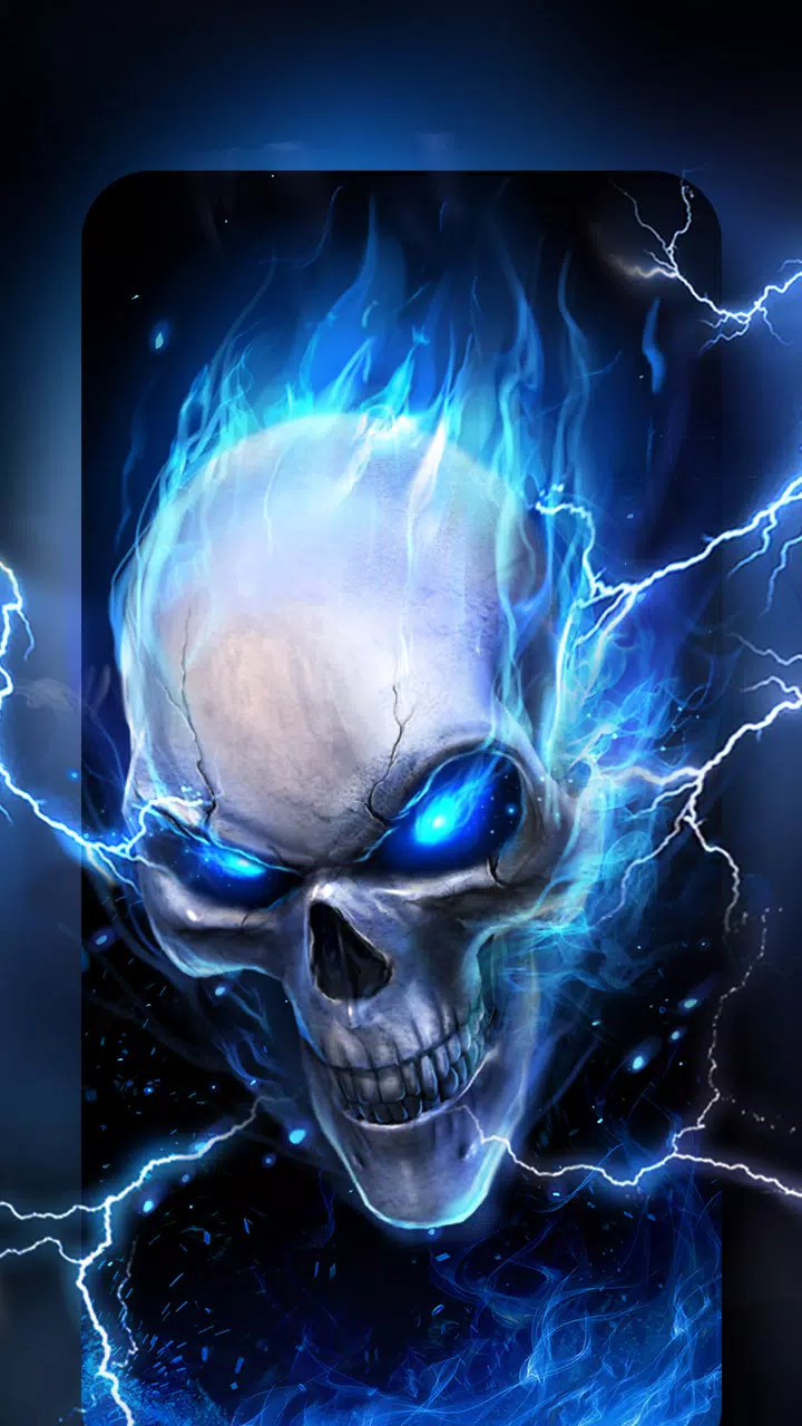 Blue Fire Skull Wallpaper