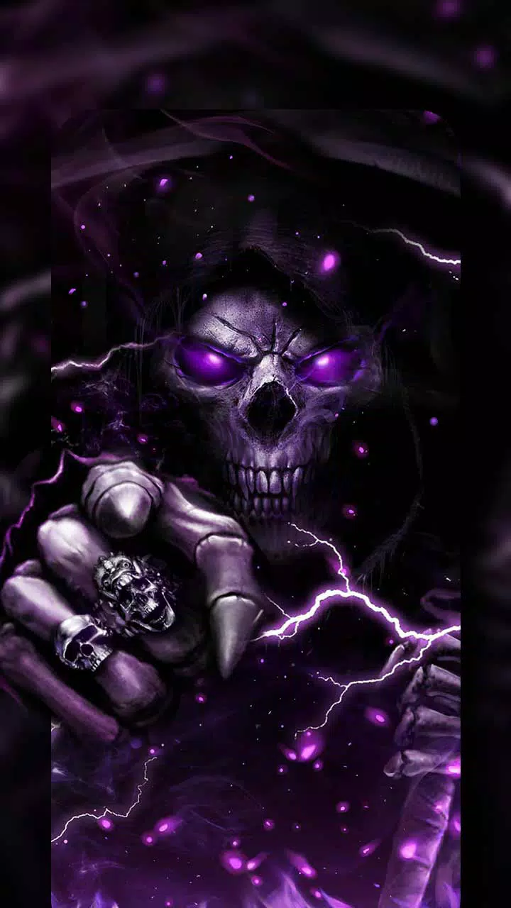 Skulls On Fire Purple