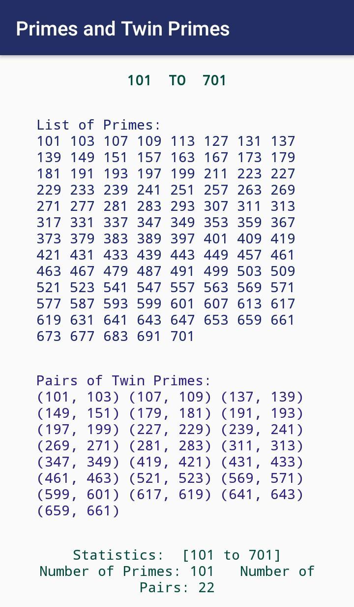 Primes and Twin Primes: List and Count for Android - APK Download Primes and Twin Primes: List and Count for Android - APK Download