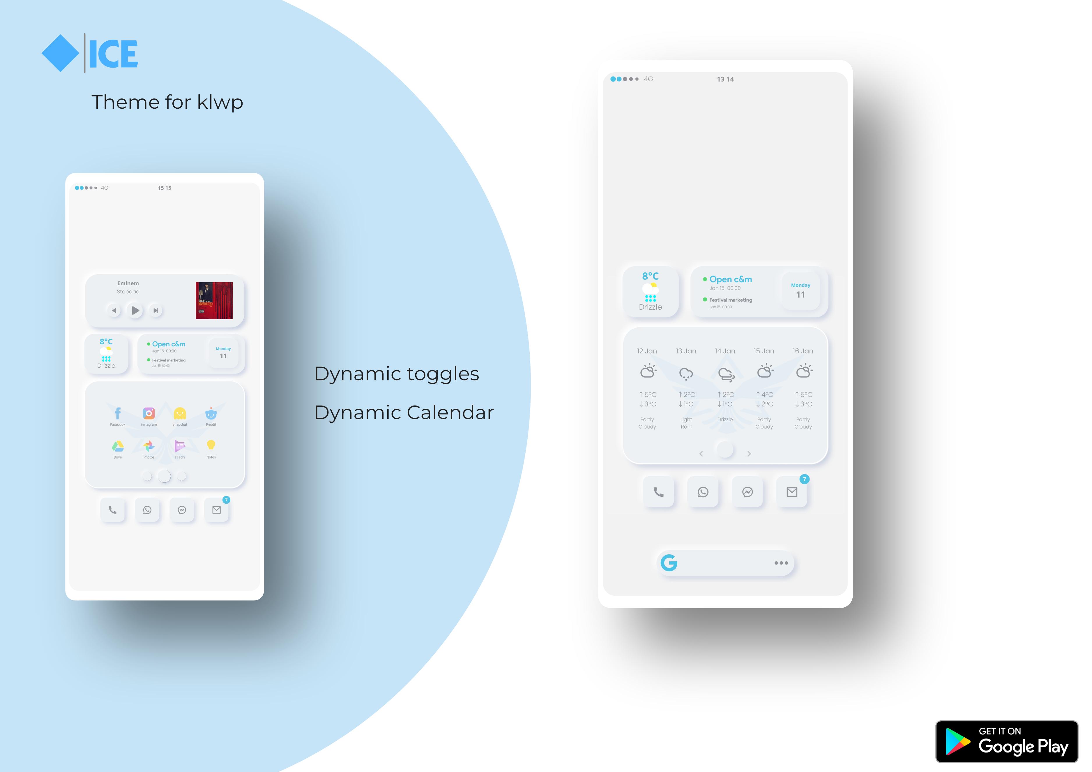 Ice Theme For Klwp أحدث إصدار 1 2 للأندرويد