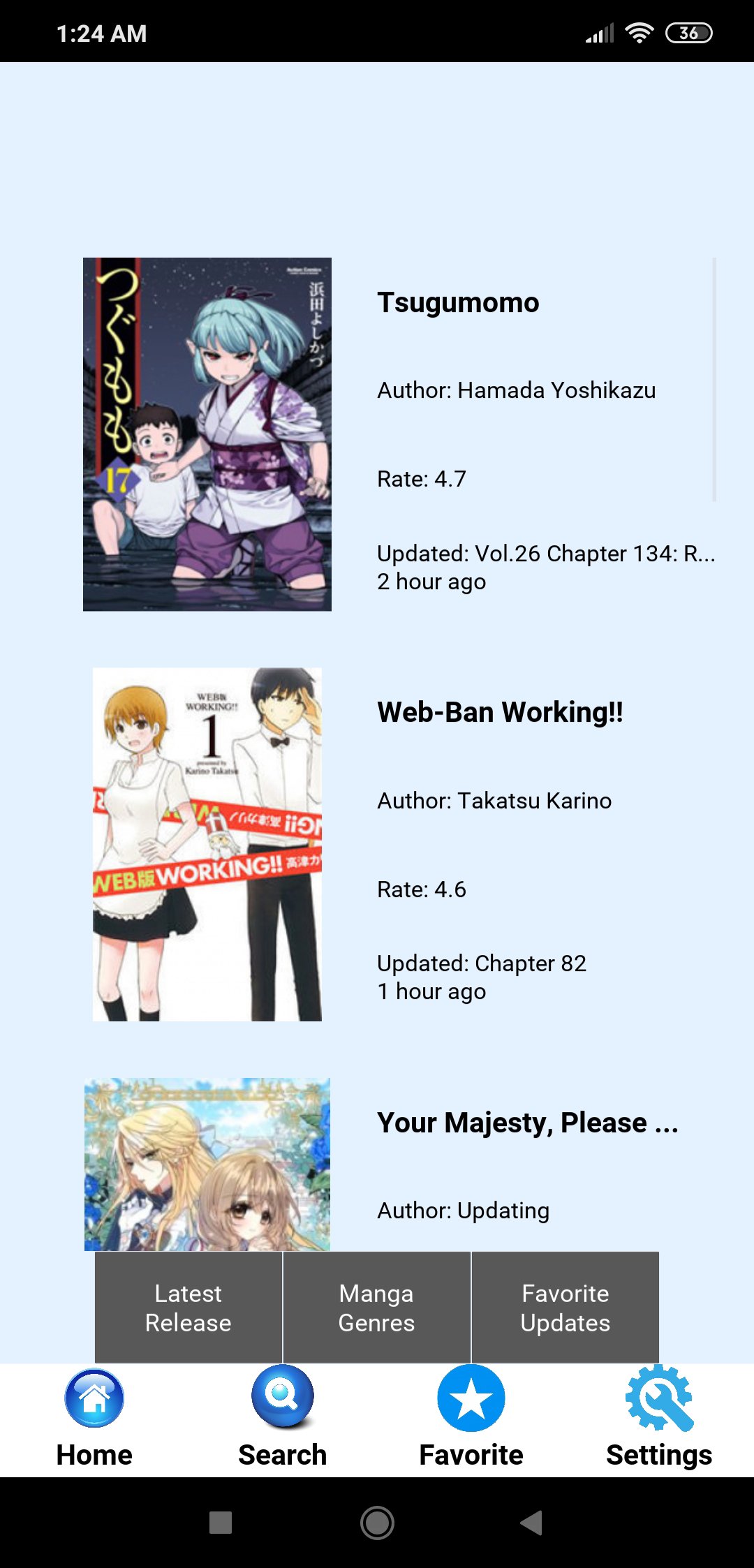 Manga Update APK للاندرويد تنزيل
