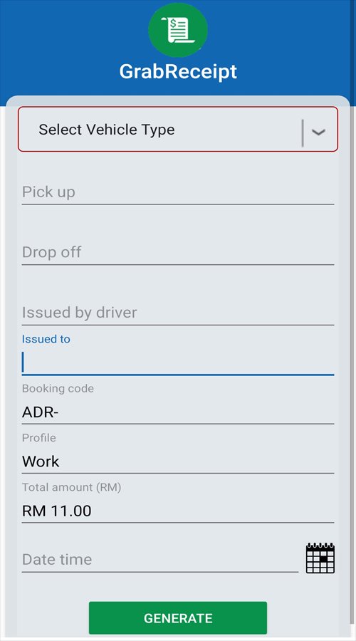 Grab Receipt Generator Latest Version 1.0 for Android